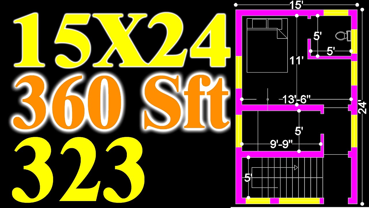 one-bedroom, east-facing house plan 15X24 - YouTube