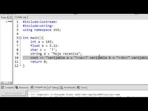 Programiranje - 002 - Varijable (int, float, char, bool, string) - YouTube