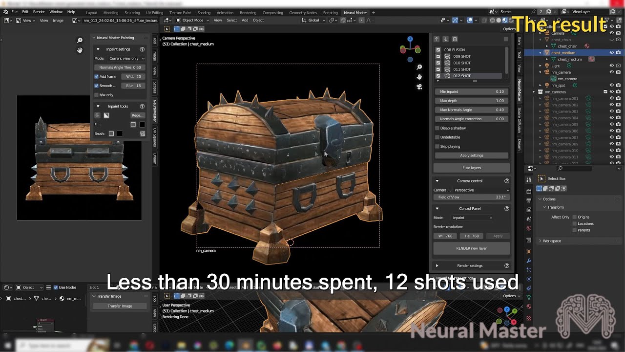 Texturing a fantasy chest from scratch using free AI textiring Blender ...