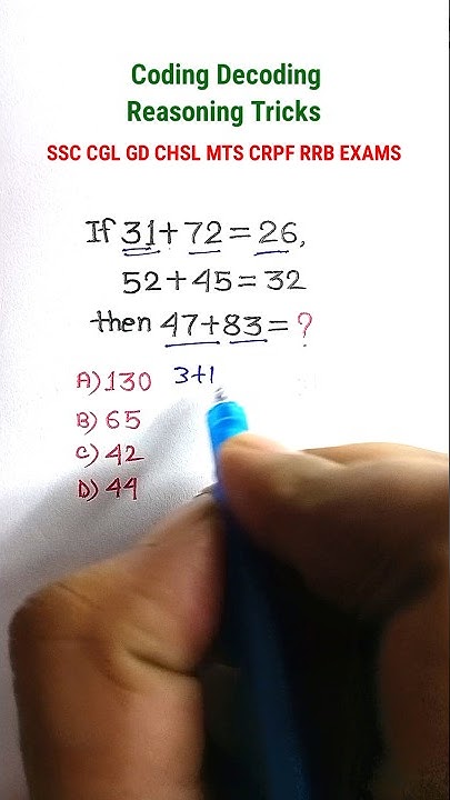 Coding Decoding Coding Decoding Reasoning Tricks Reasoning For Ssc Gd Chsl Mts Wbpsc Shorts
