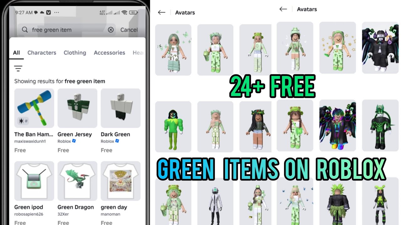 How To Get 24+ Free Green Items on Roblox - YouTube