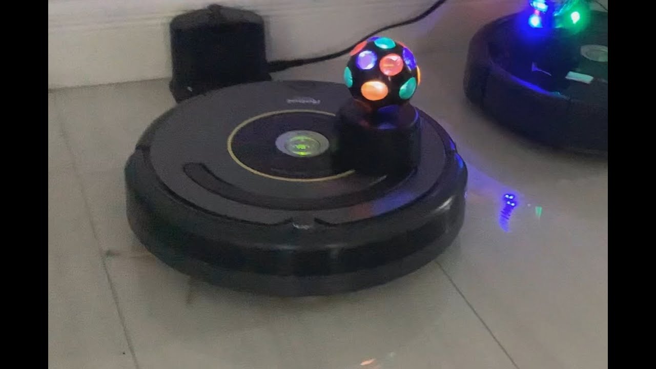 Roomba party #2: a neon edition Roomba party - YouTube