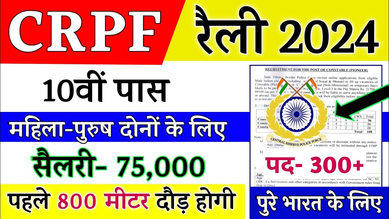 CRPF Rally Recruitment 2024 Notification | CRPF New Vacancy 2024 ...
