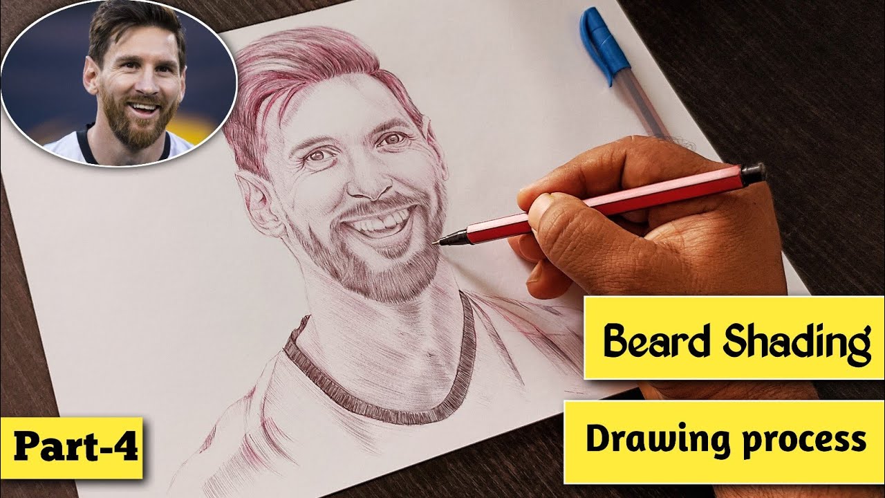 How To Draw Portrait of Lionel Messi/Beard Shading/Freehand portrait ...
