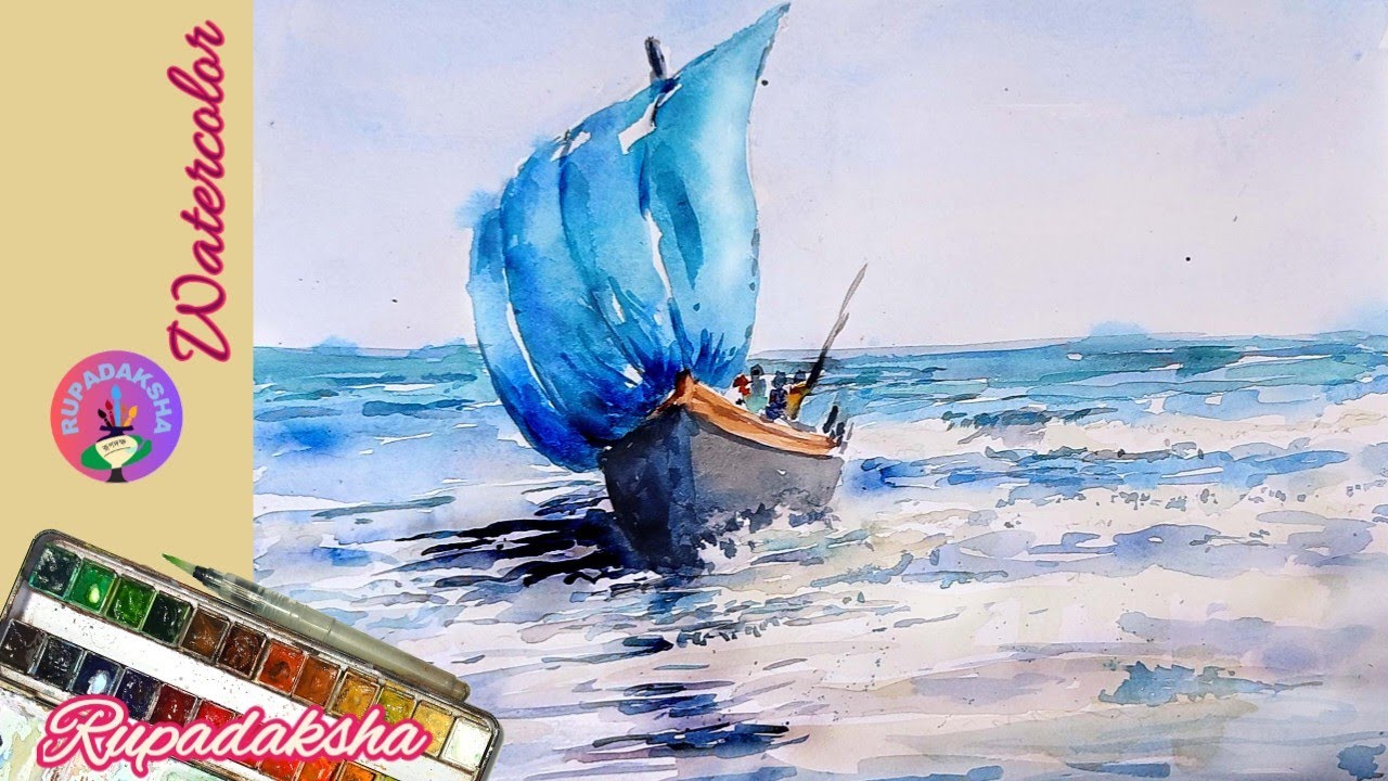 SEA LANDSCAPE PAINTING : SAILING BOAT : WATERCOLOR PAINTING FOR ...