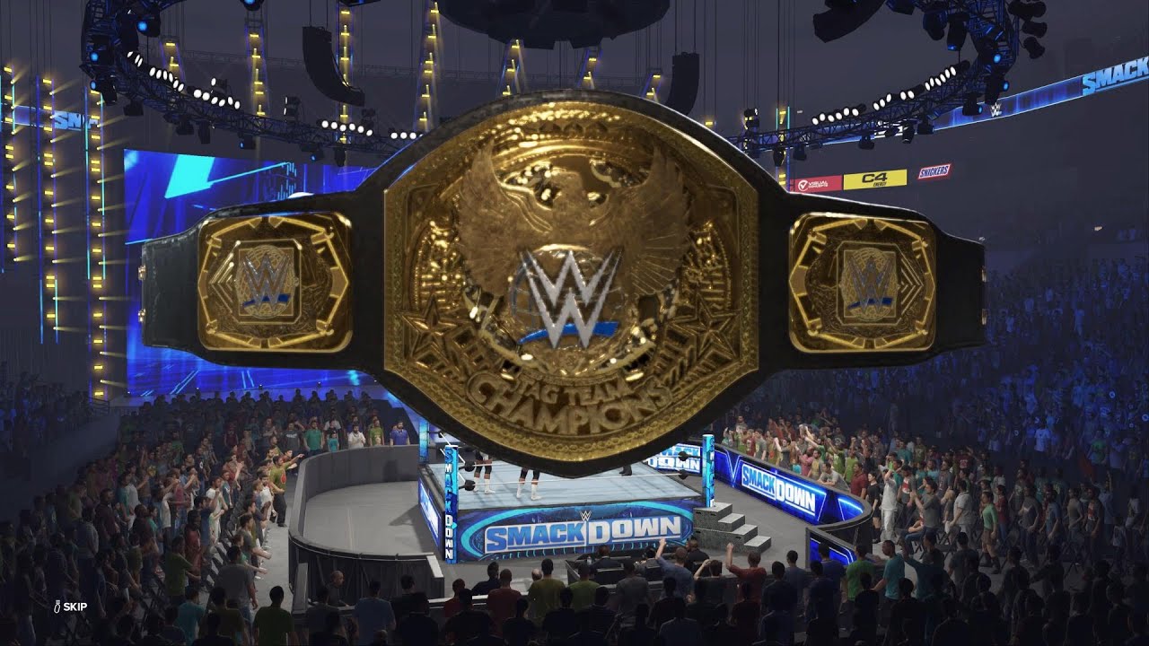 WWE 2K23 Universe Mode: new custom Smackdown World Tag Titles - YouTube