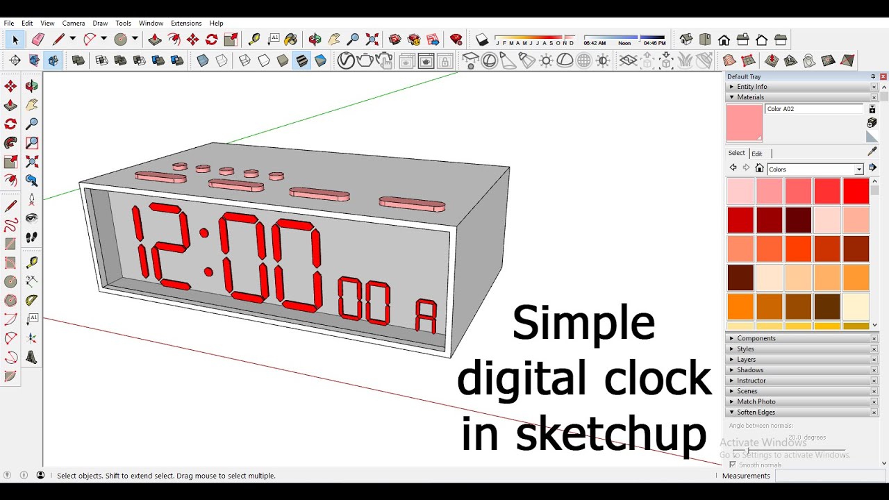 digital clock in sketchup - YouTube