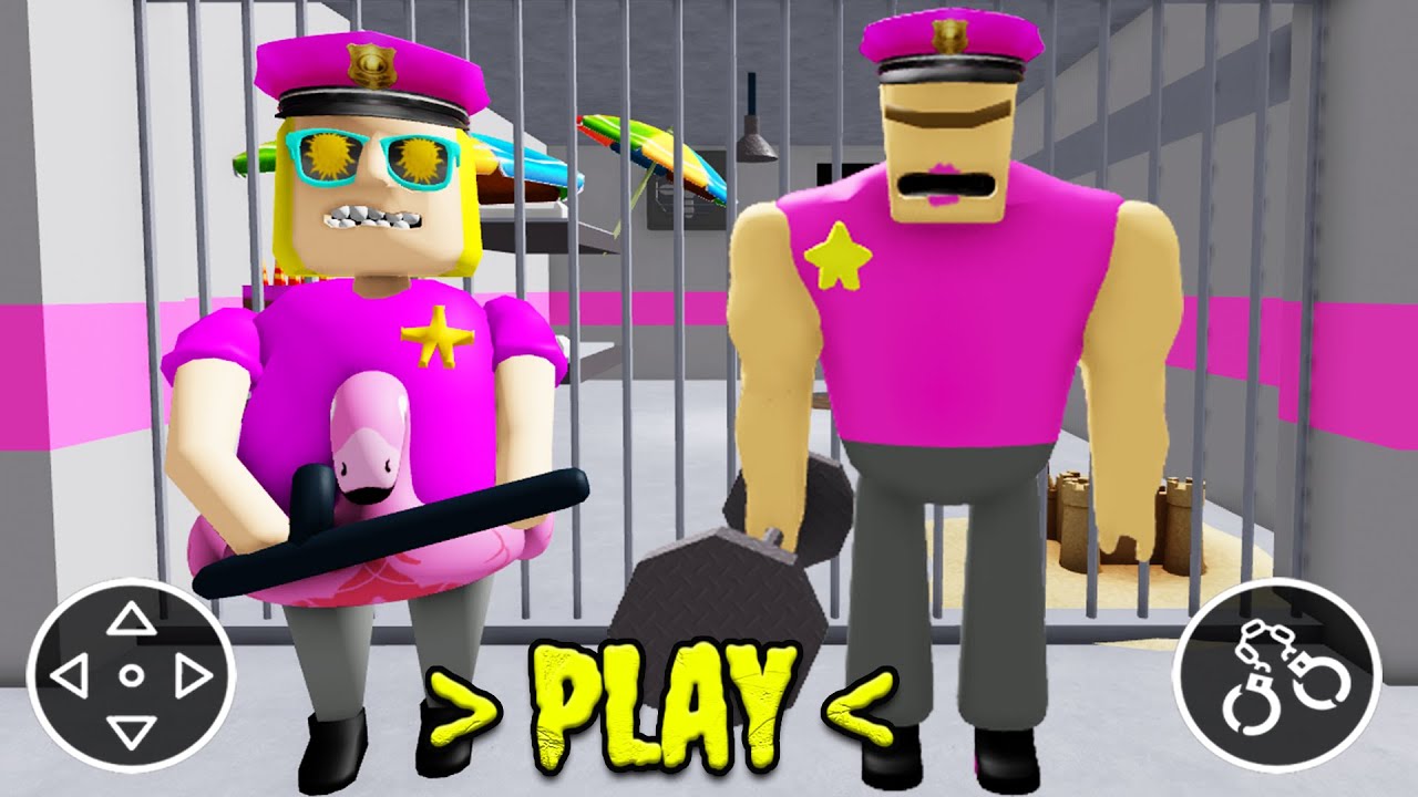 🏝️SUMMER POLICEWOMAN BUFFED Playing in POLICE GIRL PRISON RUN! (Obby ...