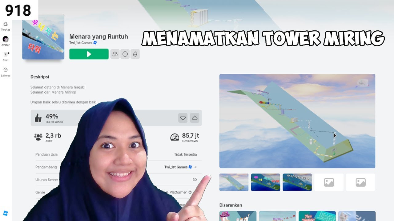 MENAMATKAN TOWER MIRING! [ROBLOX INDONESIA] - YouTube
