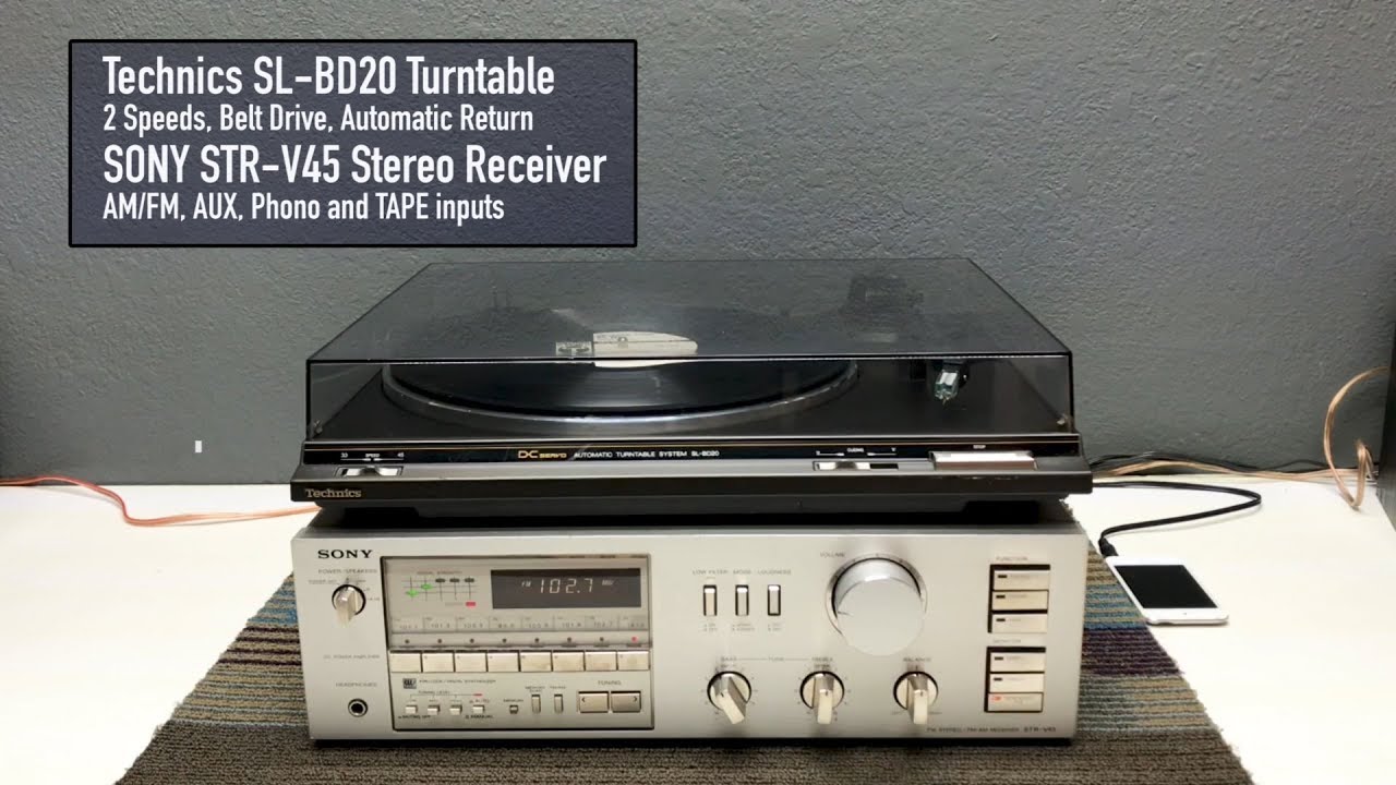 Technics SL-BD20 Turntable & SONY STR-V45 Stereo Receiver DEMO - YouTube