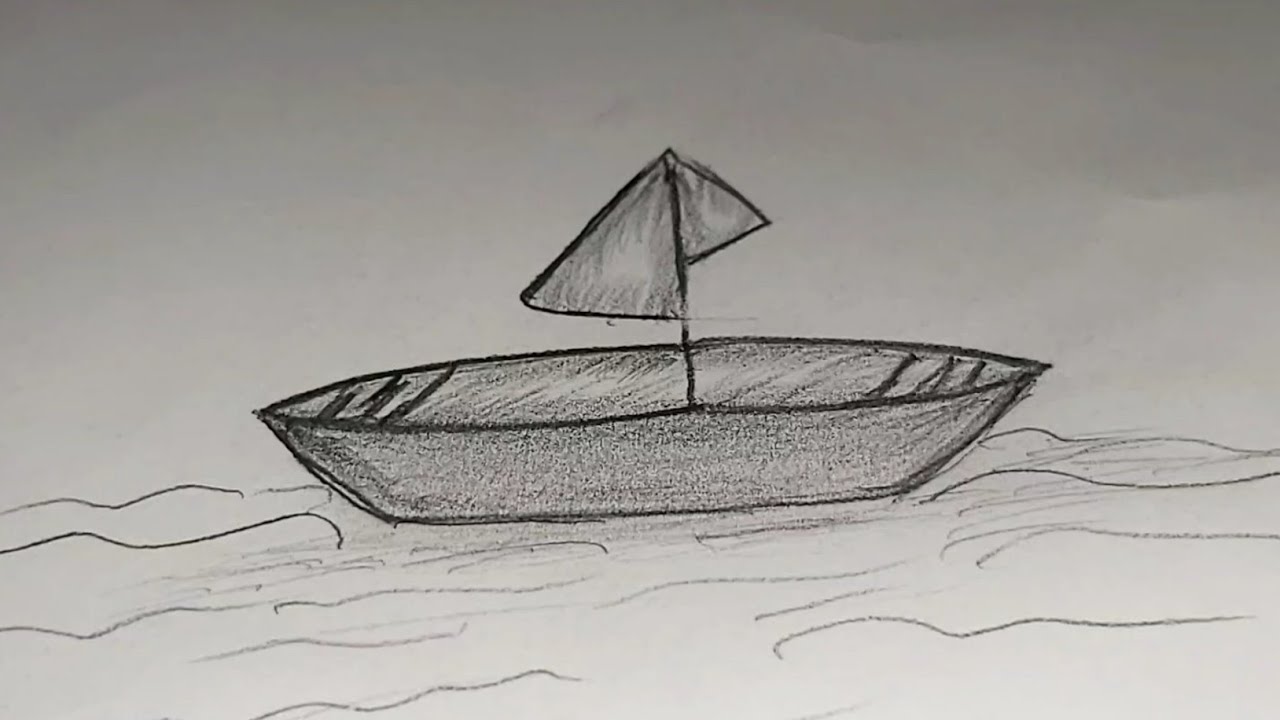 How to draw a boat from Number 4 | Boat drawing with pencil step by ...