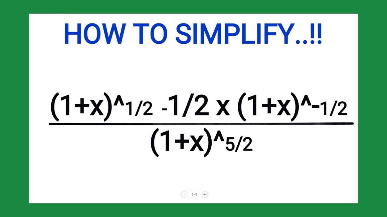 HOW TO SIMPLIFY THE ALGEBRAIC EXPRESSION - YouTube
