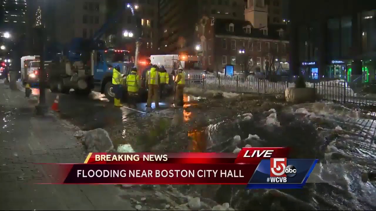 Water floods into downtown Boston - YouTube