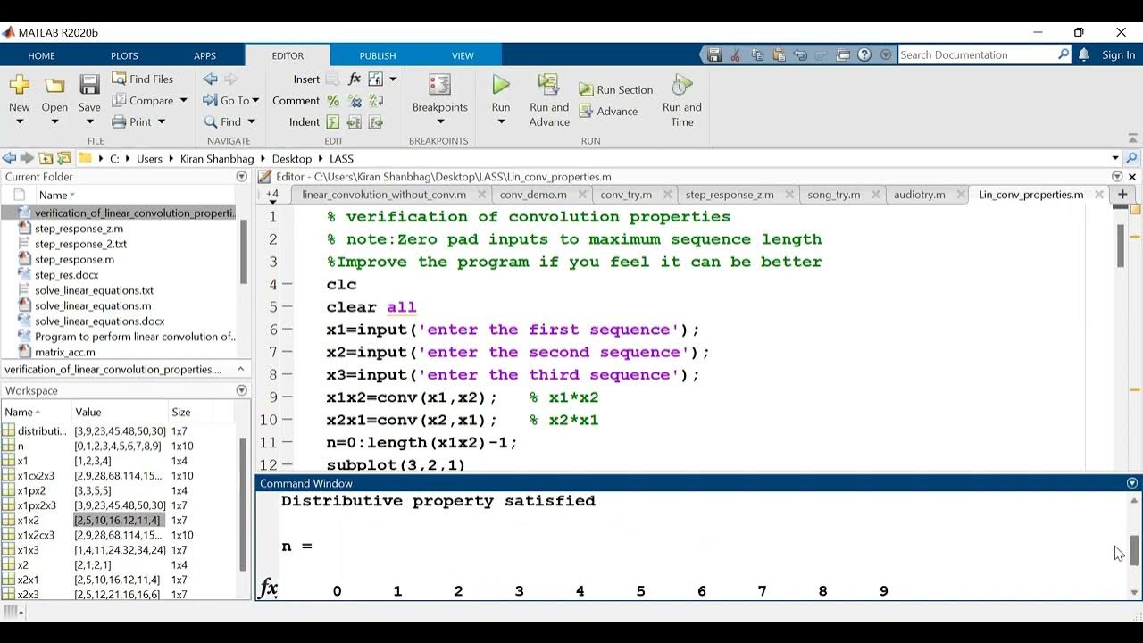 21EC33| BSP LAB | 6. Properties of Linear Convolution - YouTube