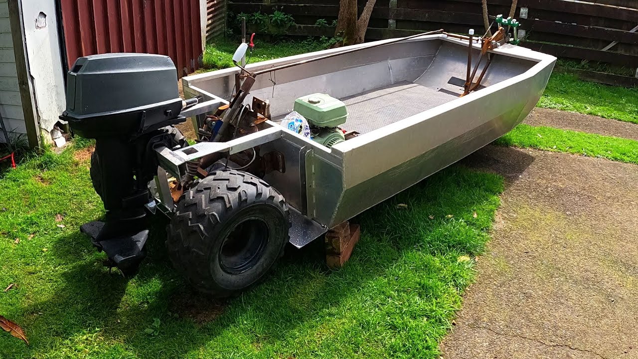 Amphibious ATV Boat Build ,p3 Outboard - YouTube