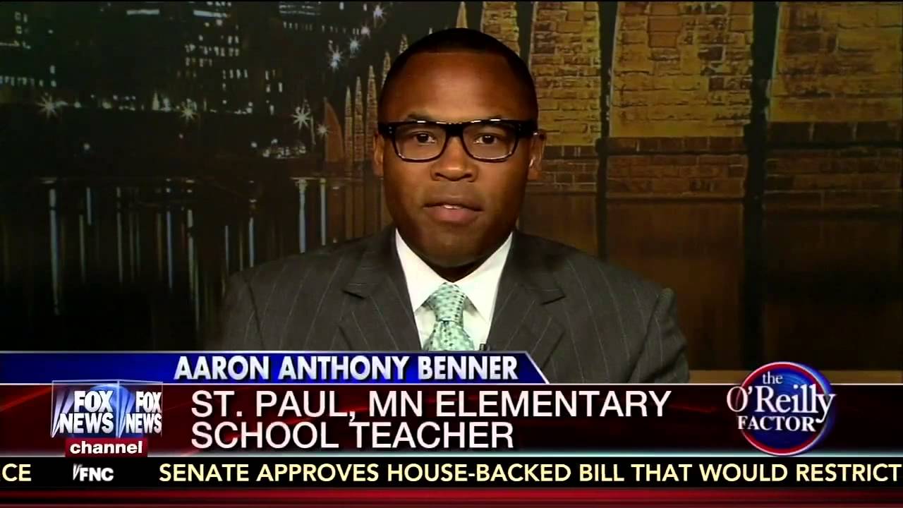 Aaron Benner on The O'Reilly Factor talking 'white privilege' teacher ...