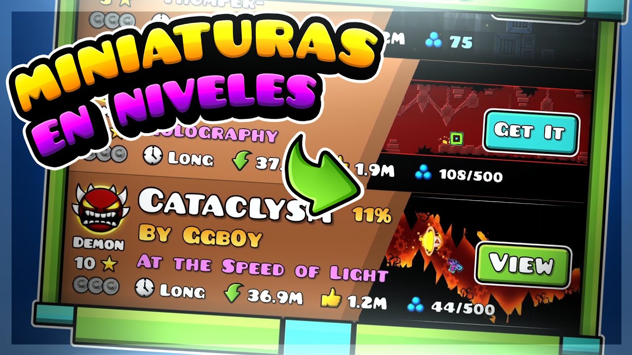 NUEVAS MINIATURAS EN NIVELES de geometry dash | thumbnails mod - YouTube