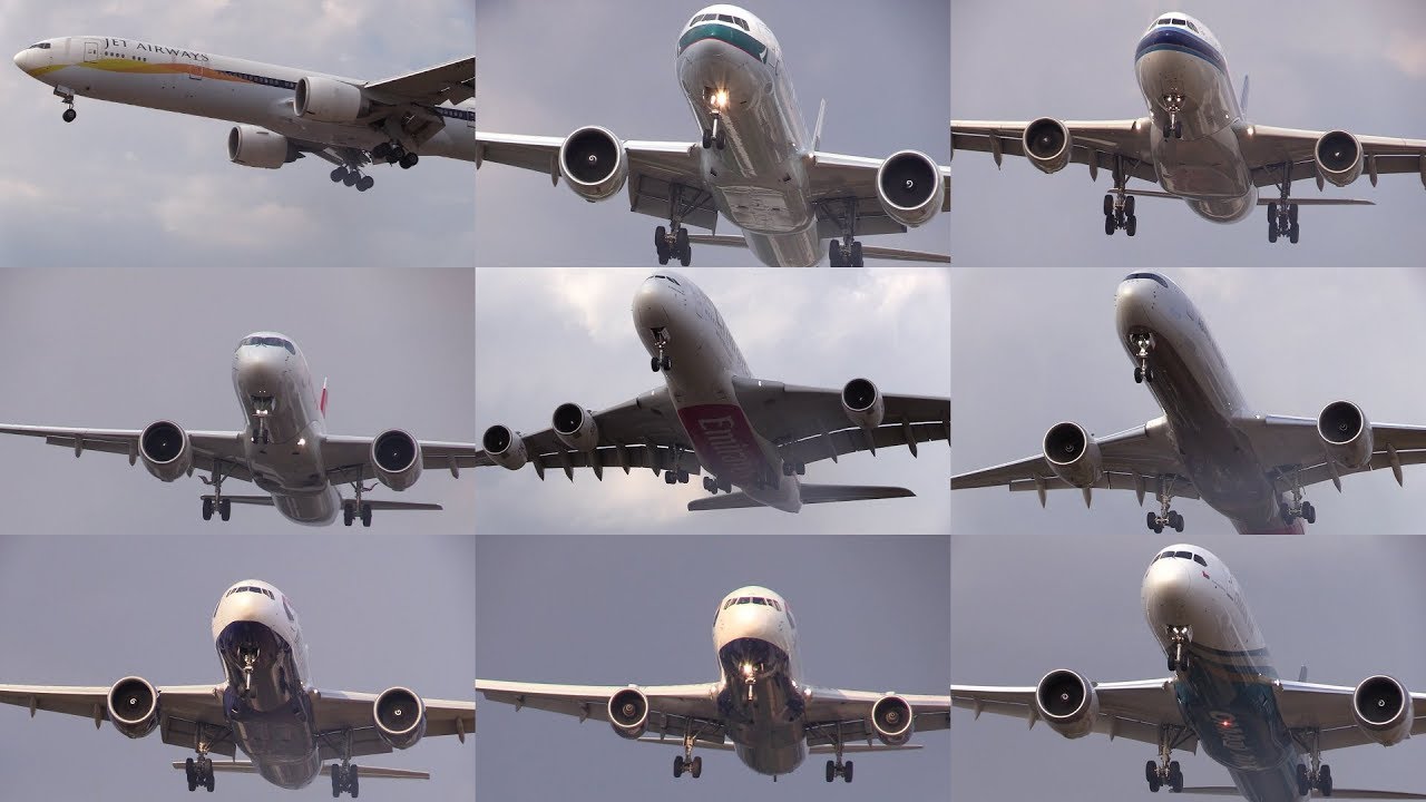 18/07/13 London Heathrow Airport | Final Approach of Various Airliners ...