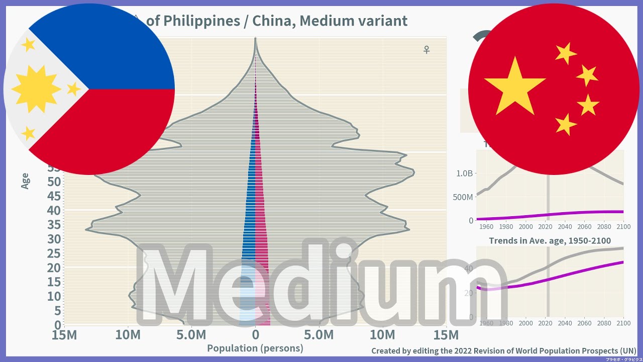 [🇵🇭Philippines vs 🇨🇳China] Comparison of Population Pyramids (1950-2100 ...