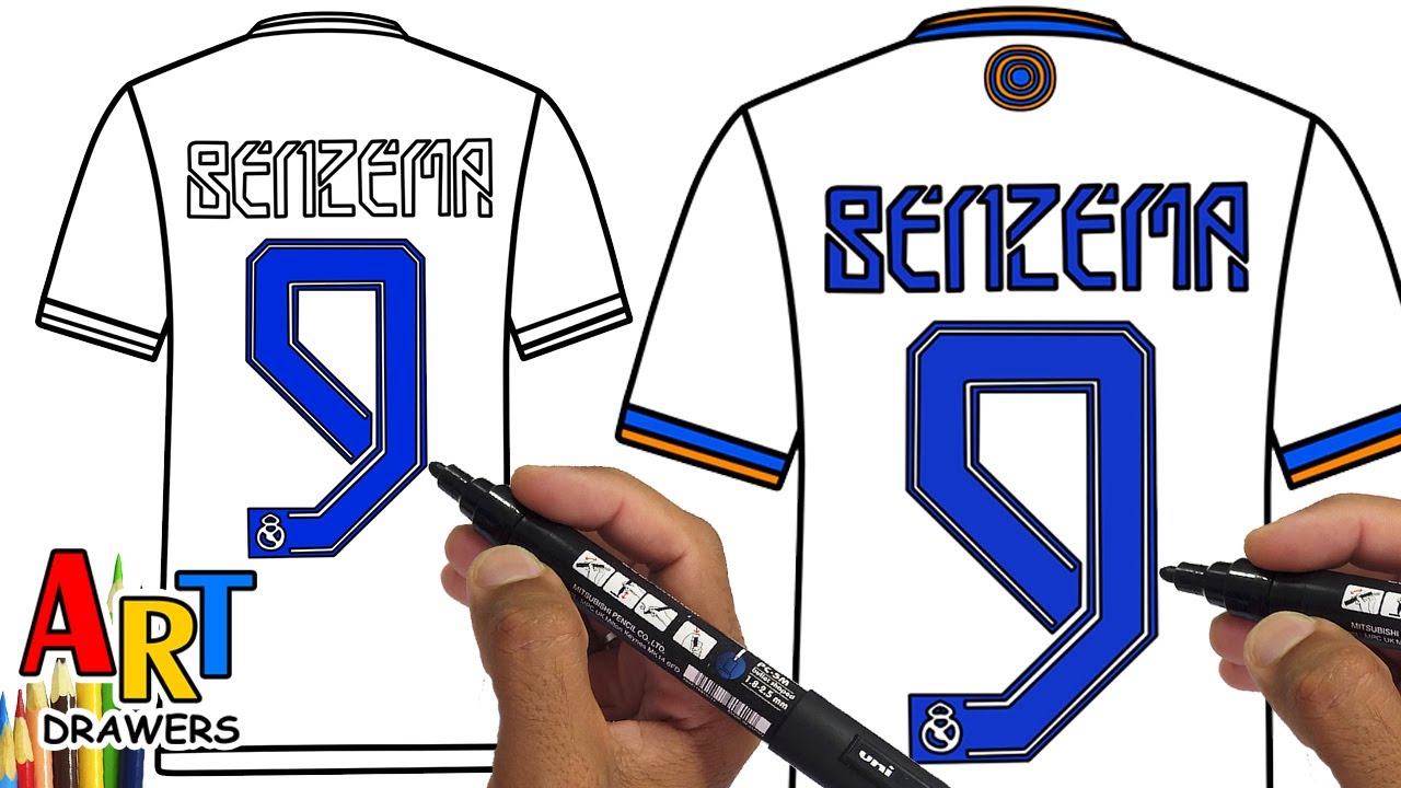 How to Draw BENZEMA Real Madrid - Champions League UEFA⚽ - LOGO ( Shirt ...