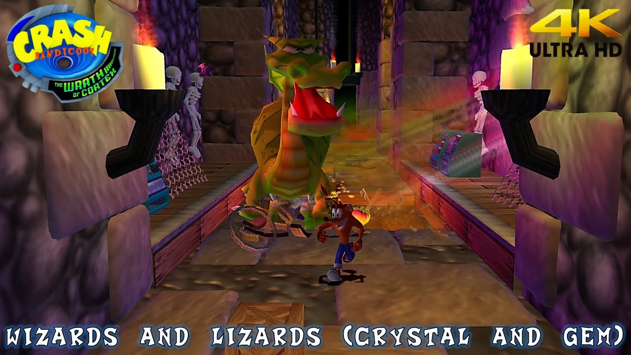 Crash Bandicoot The Wrath of Cortex 'Wizards and Lizards' (Crystal, Gem) Walkthrough (4K) - YouTube