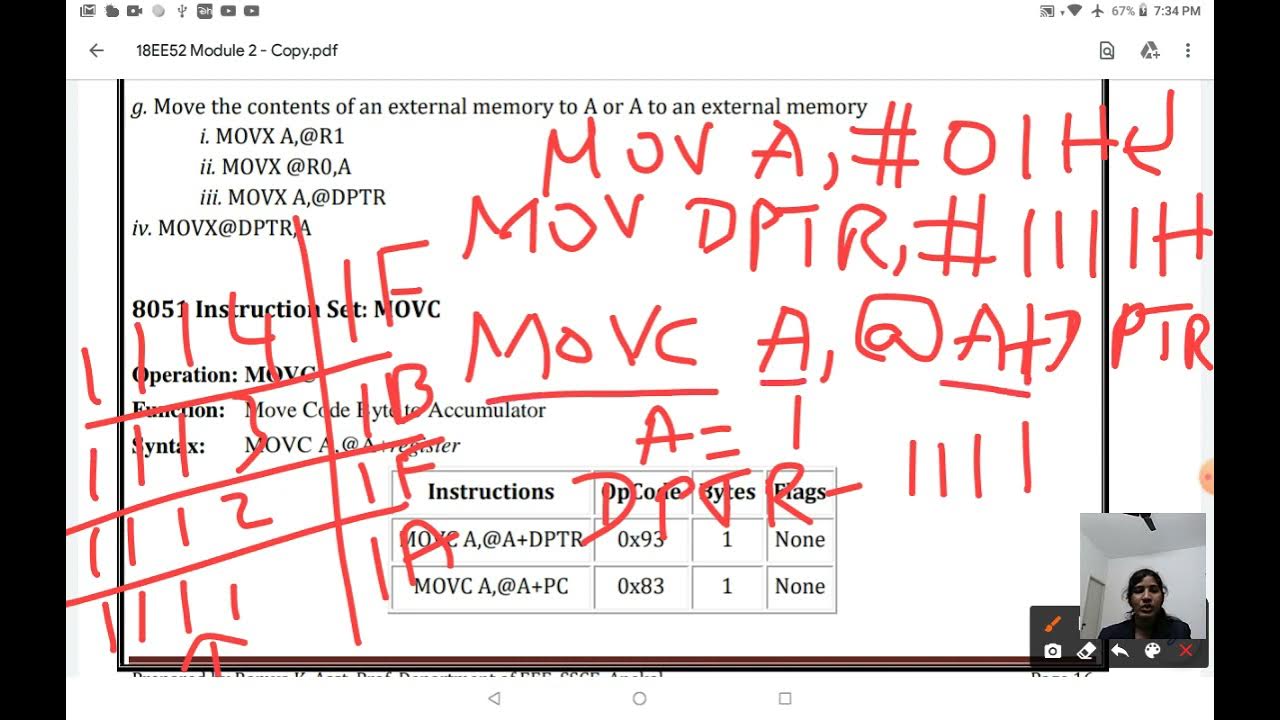 Lecture Video5 18EE52 Module 2 Data Transfer InstMOVx & MOVC Ramya K - YouTube