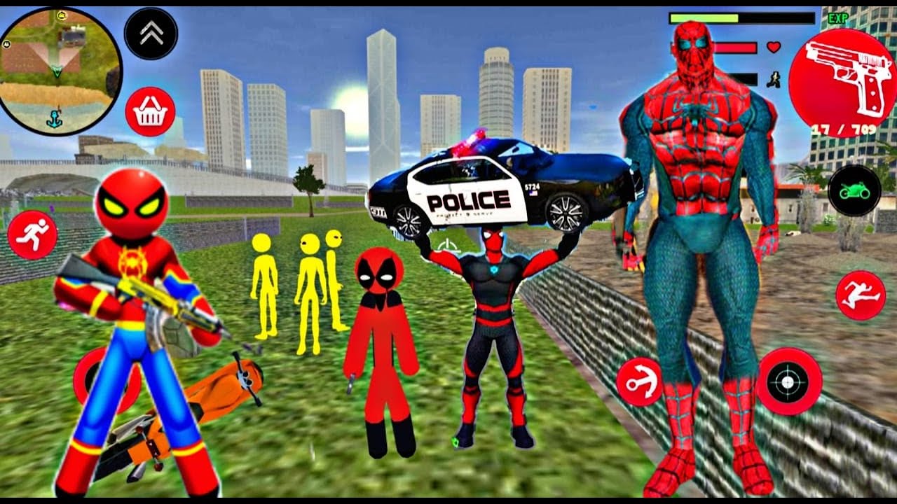 SPIDERMAN ROPE HERO GAME | VEGAS CITY GANGSTER CRIME | SPIDERMAN BIG ...