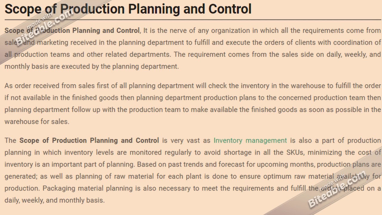 Scope of Production Planning and Control - YouTube