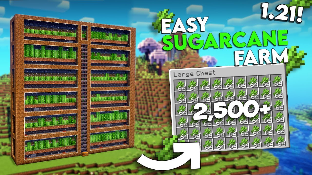 Minecraft 1.21 Automatic Sugarcane Farm - Sugarcane Farm Tutorial ...