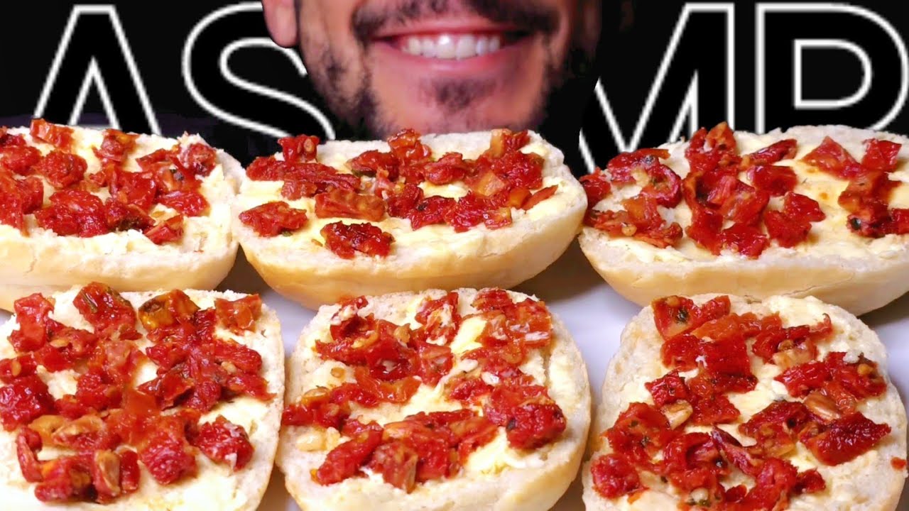 ASMR SUN-DRIED TOMATO BREAD (EATING SOUNDS) NO TALKING MUKBANG - YouTube