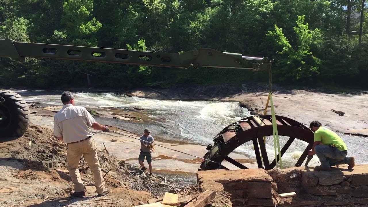 Water wheel removed from Historic Anderson Mill - YouTube