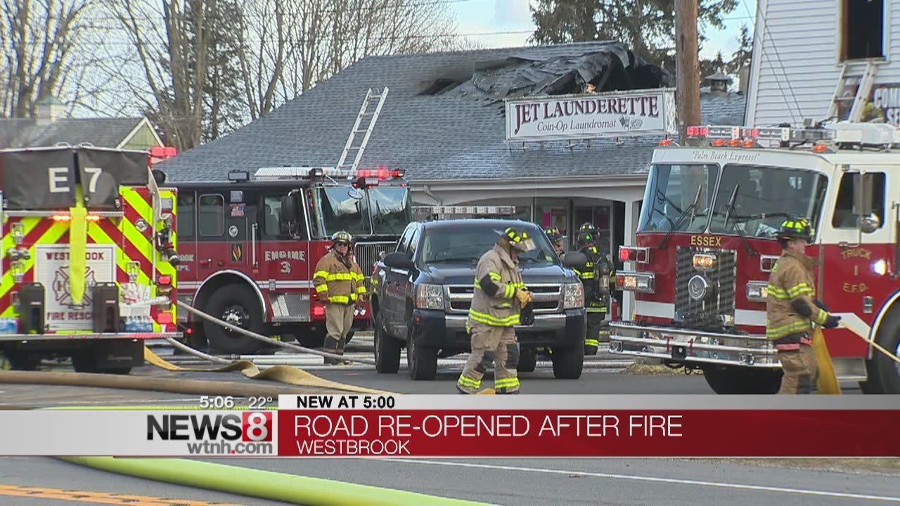 Road reopened following Westbrook fire - YouTube