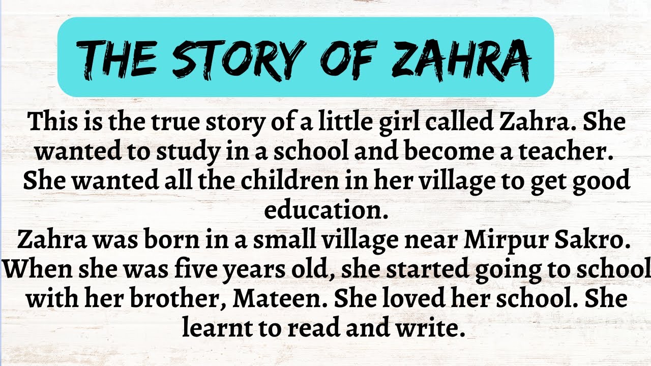 Story of Zahra || earn English through story || learn English through ...
