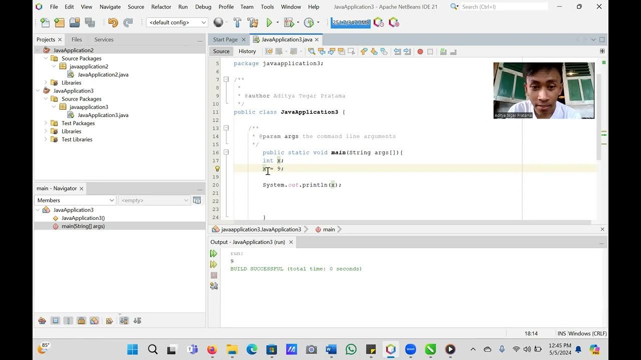 cara membuat variabel dan tipe data pada java dengan menggunakan netbeans - YouTube