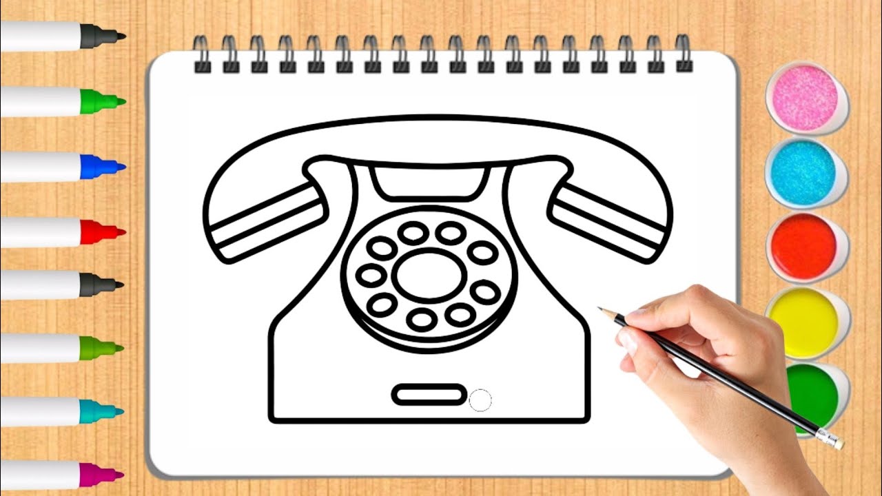 How to draw Telephone and Colouring for kids and toddlers || ABCD ...