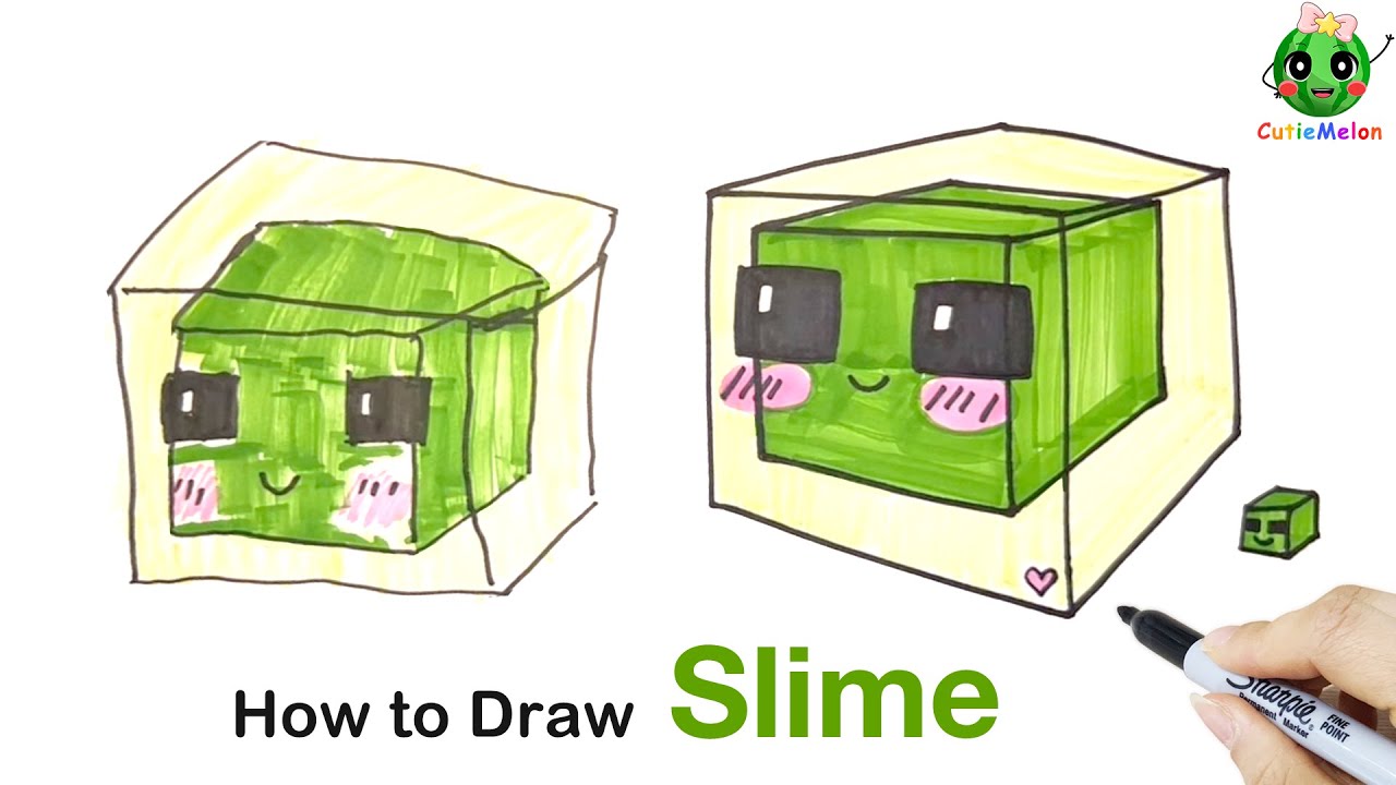 儿童简笔画我的世界-史莱姆How to Draw a Cute Minecraft Slime !Easy Drawings for kids ...