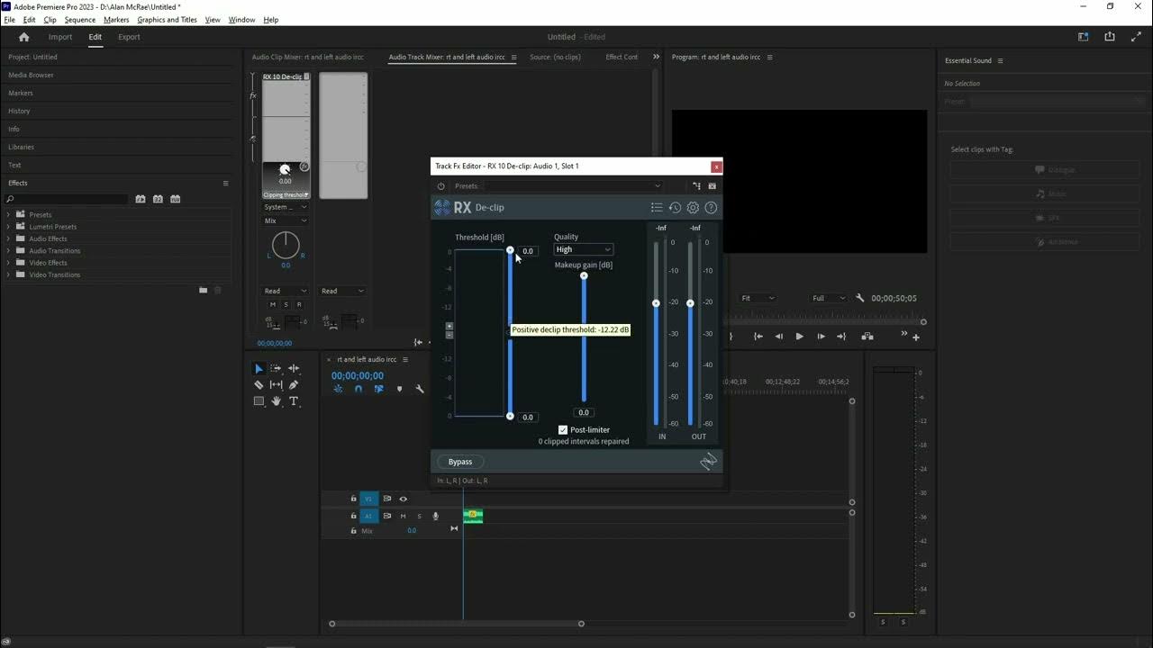 Audio distortion (clipping) reduction in Adobe Premiere Pro CC with iZotope RX 10 Plug-In - YouTube