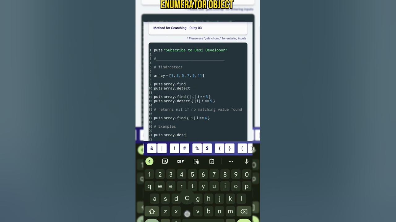 Find And Detect Enumerable Shorts Programming Coding Technology Ruby Education Viral