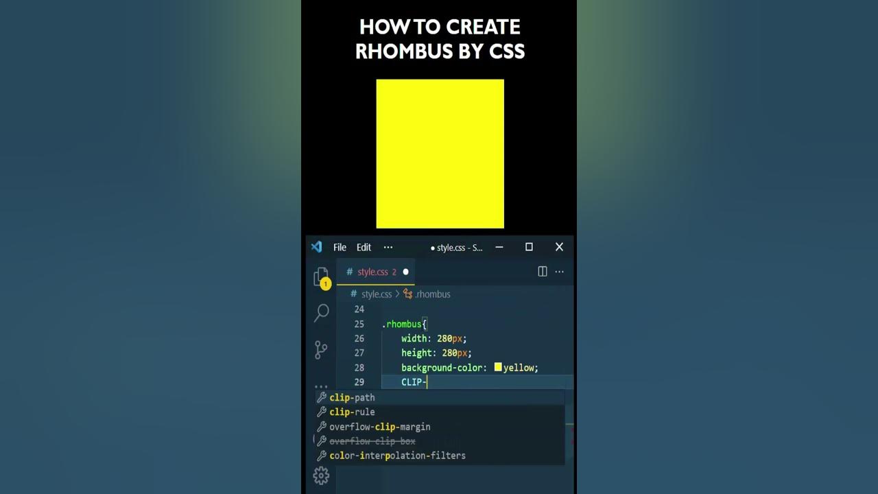 How To Create Rhombus π₯ By Css Using Clip Path Shorts Shortsviral Codingshorts Youtube
