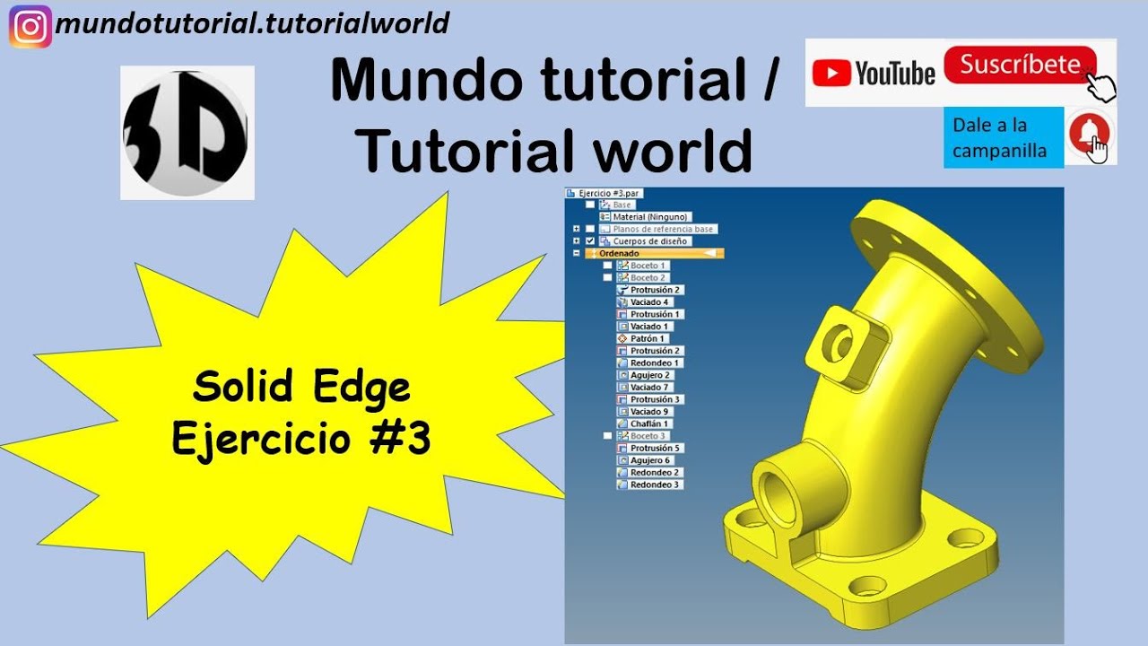 Solid Edge. Pieza. Ejercicio #3 - YouTube