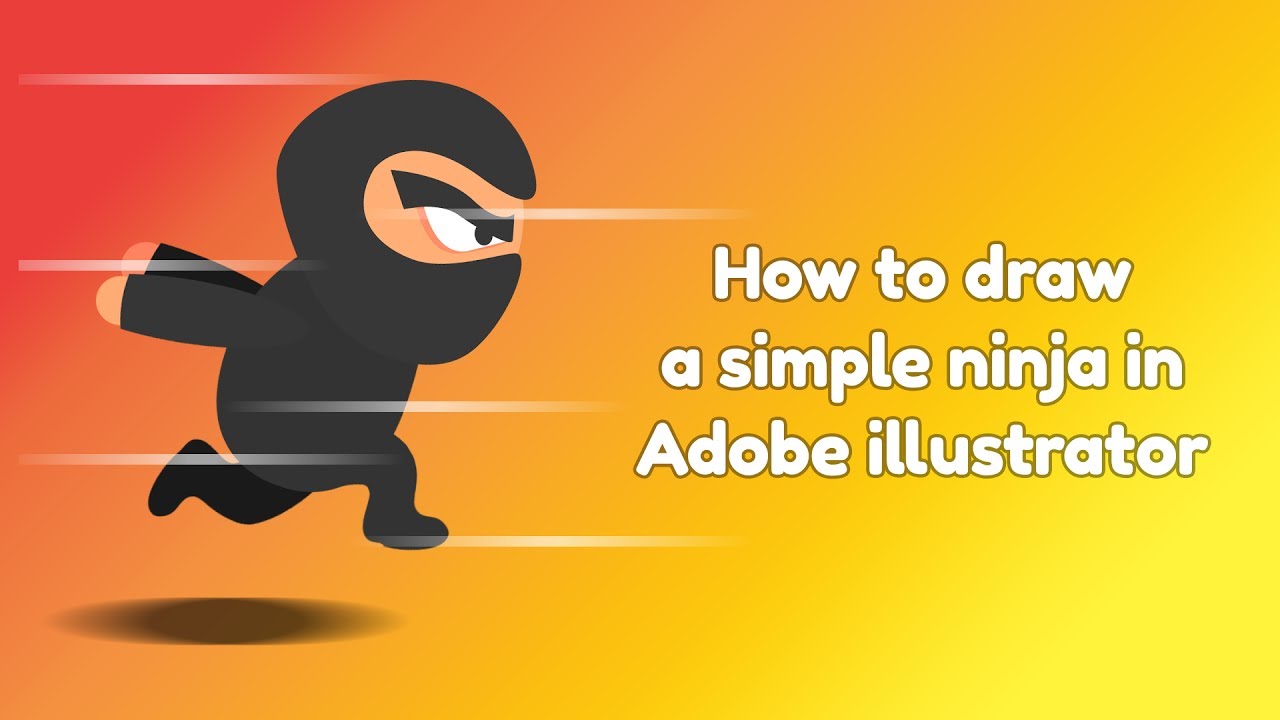 Ninja : simple 2d character design in illustrator - YouTube