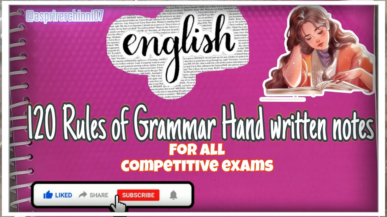 120 rules of grammar hand written notes for bank and other competitive ...