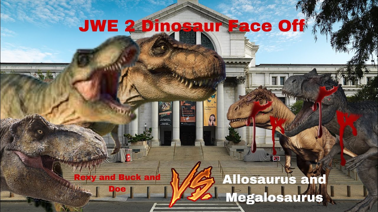 JWE 2 Dinosaur Face Off Rexy and Buck and Doe vs Allosaurus and ...
