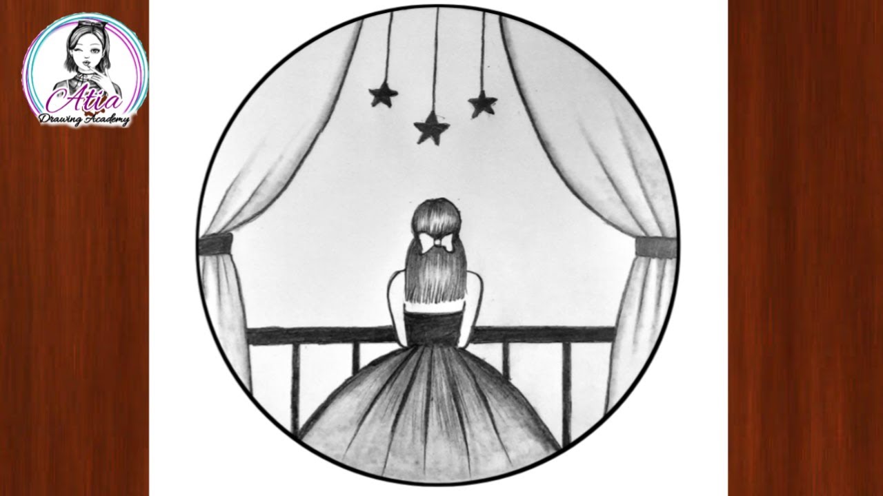 How to Draw a Girl Step by Step | Girl Backside Drawing in Circle ...