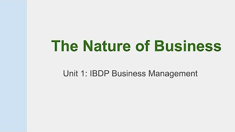 IBDP Business Management Unit 1: Introduction to Business Management ...