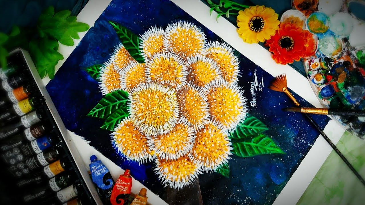 কদম ফুল..|Acrylic speed drawing | RTS Drawing Book. - YouTube