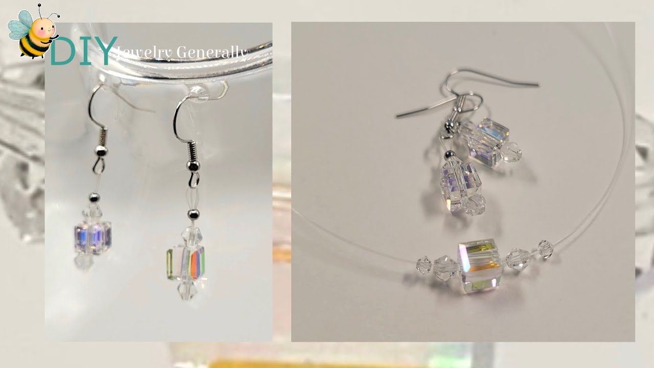 Crystal Cubes Necklace & Earrings Set | #Handmade #Jewelry - YouTube