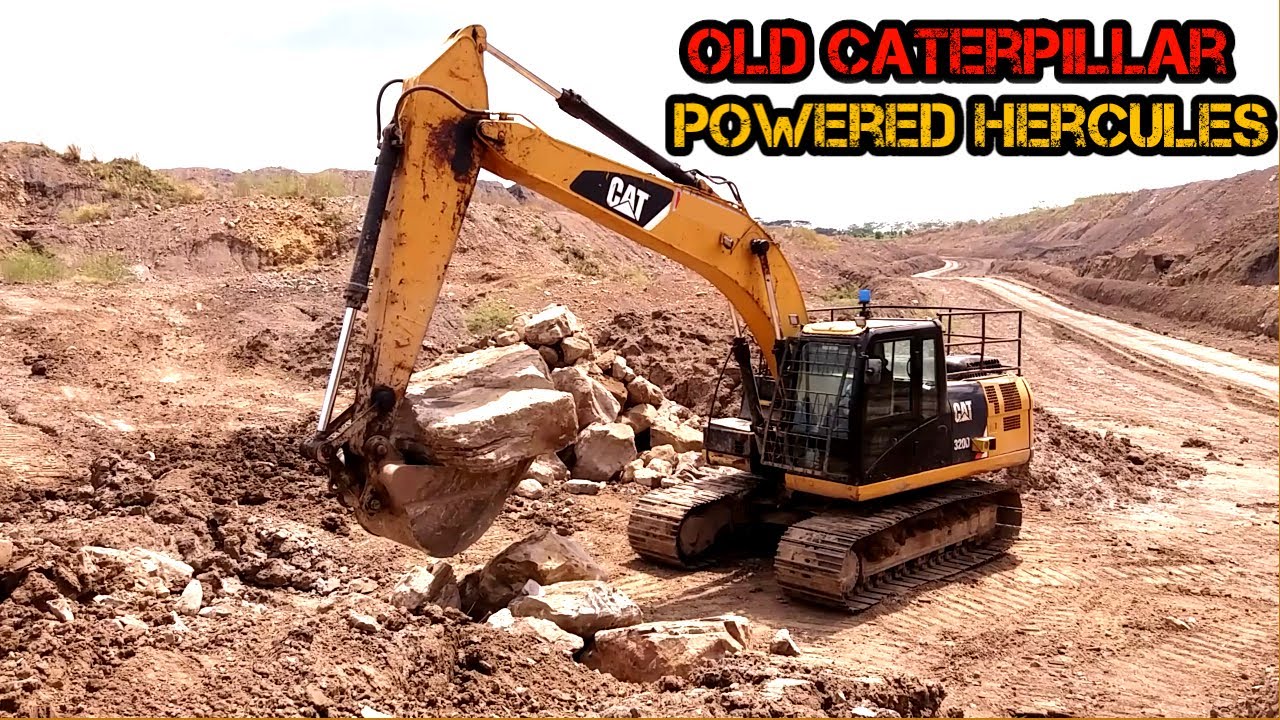 Old Caterpillar Excavator At Work - YouTube