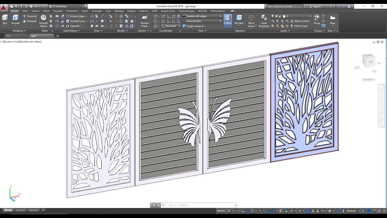 GATE in AutoCAD By Line Tracing, Fabrication Design - YouTube
