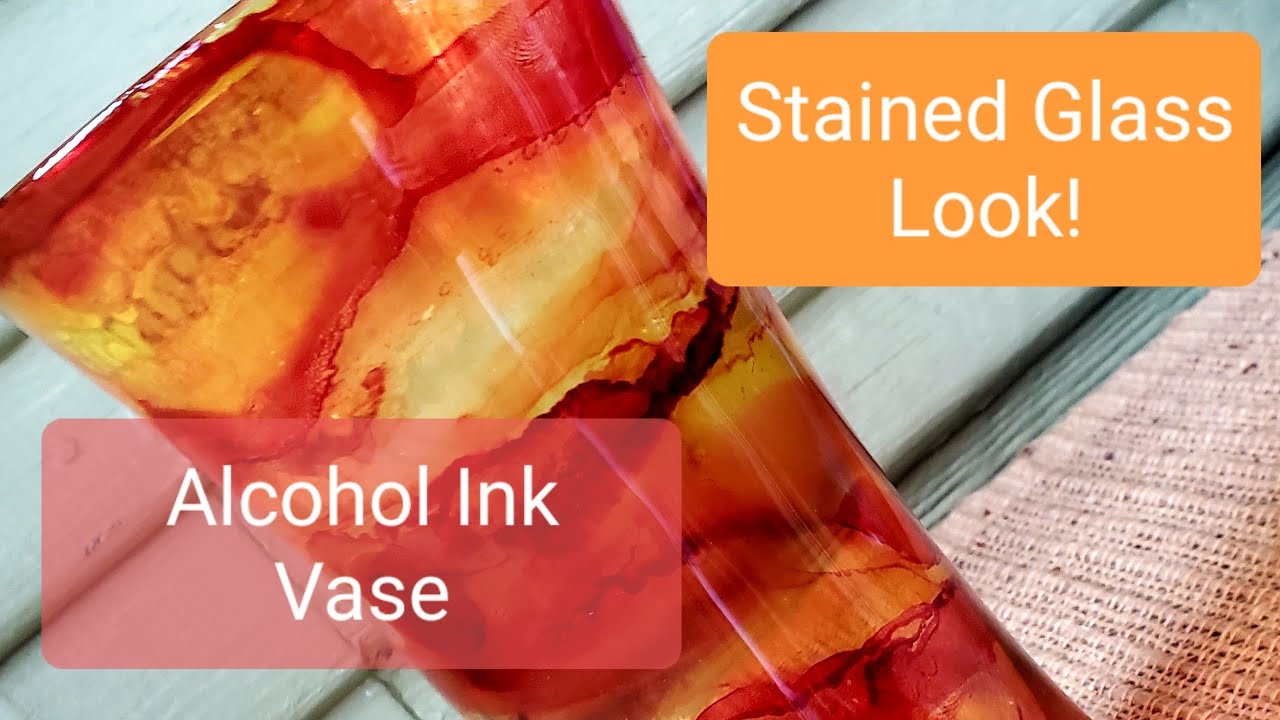 Alcohol Inks on Glass Vase! Stained Glass Look! - YouTube